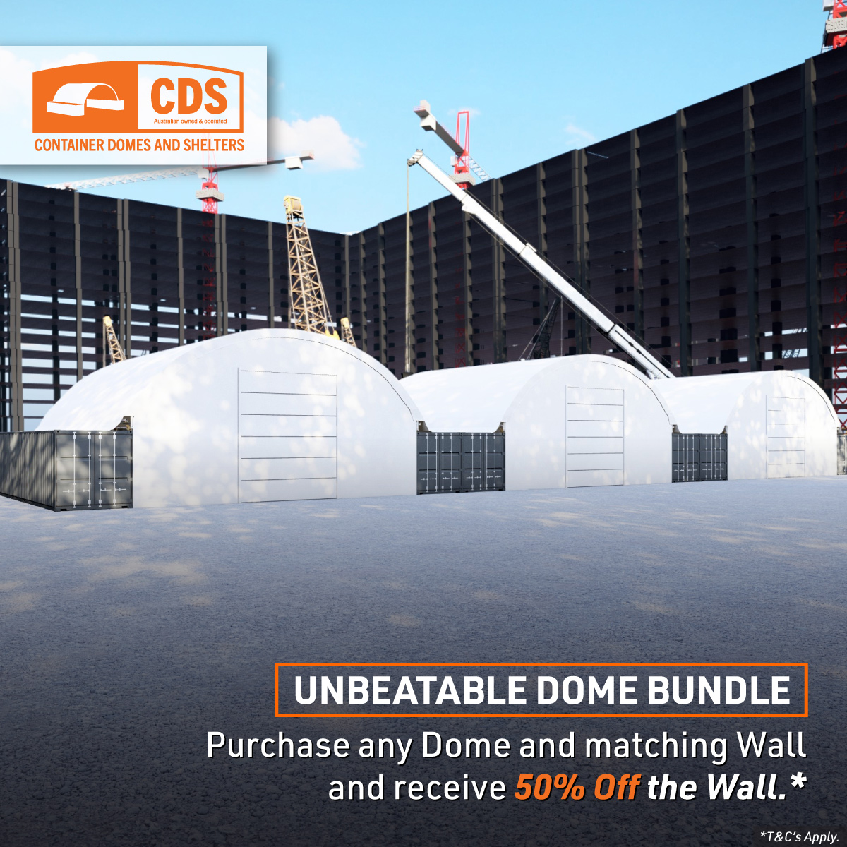 40ft (12m) wide x 13ft (4m) High Front Wall with Door & Winch GP/HC ...